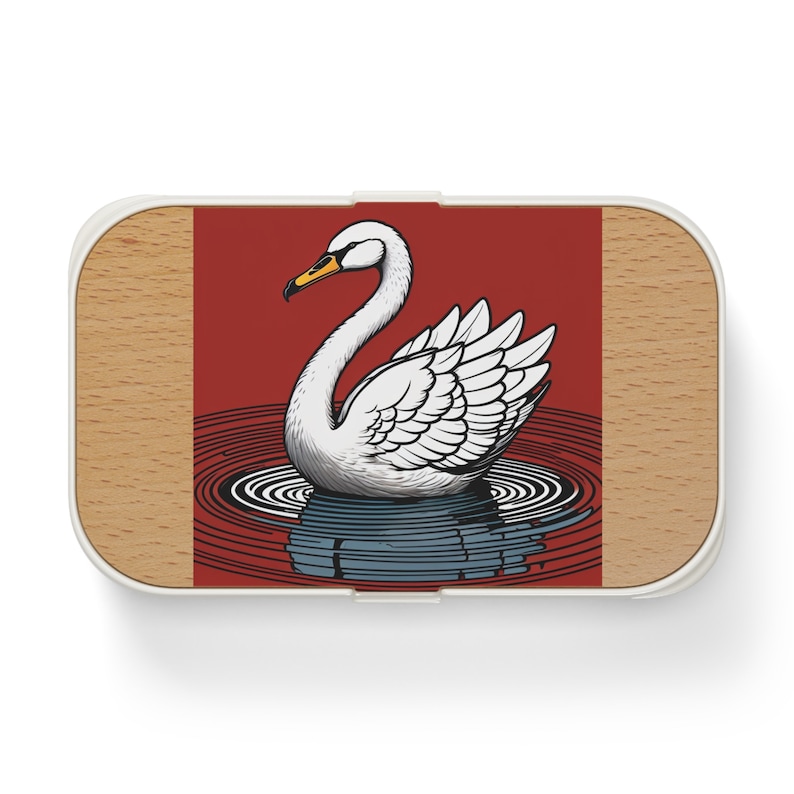 Swan Bento Box, Elegant Dining Companion, Wooden-topped Meal Container ...