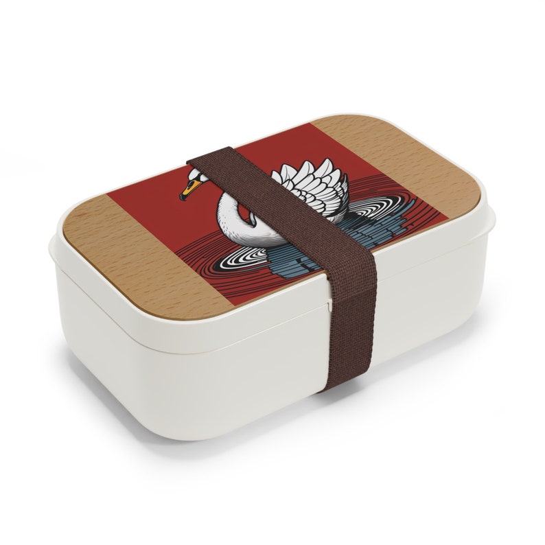 Swan Bento Box, Elegant Dining Companion, Wooden-topped Meal Container ...