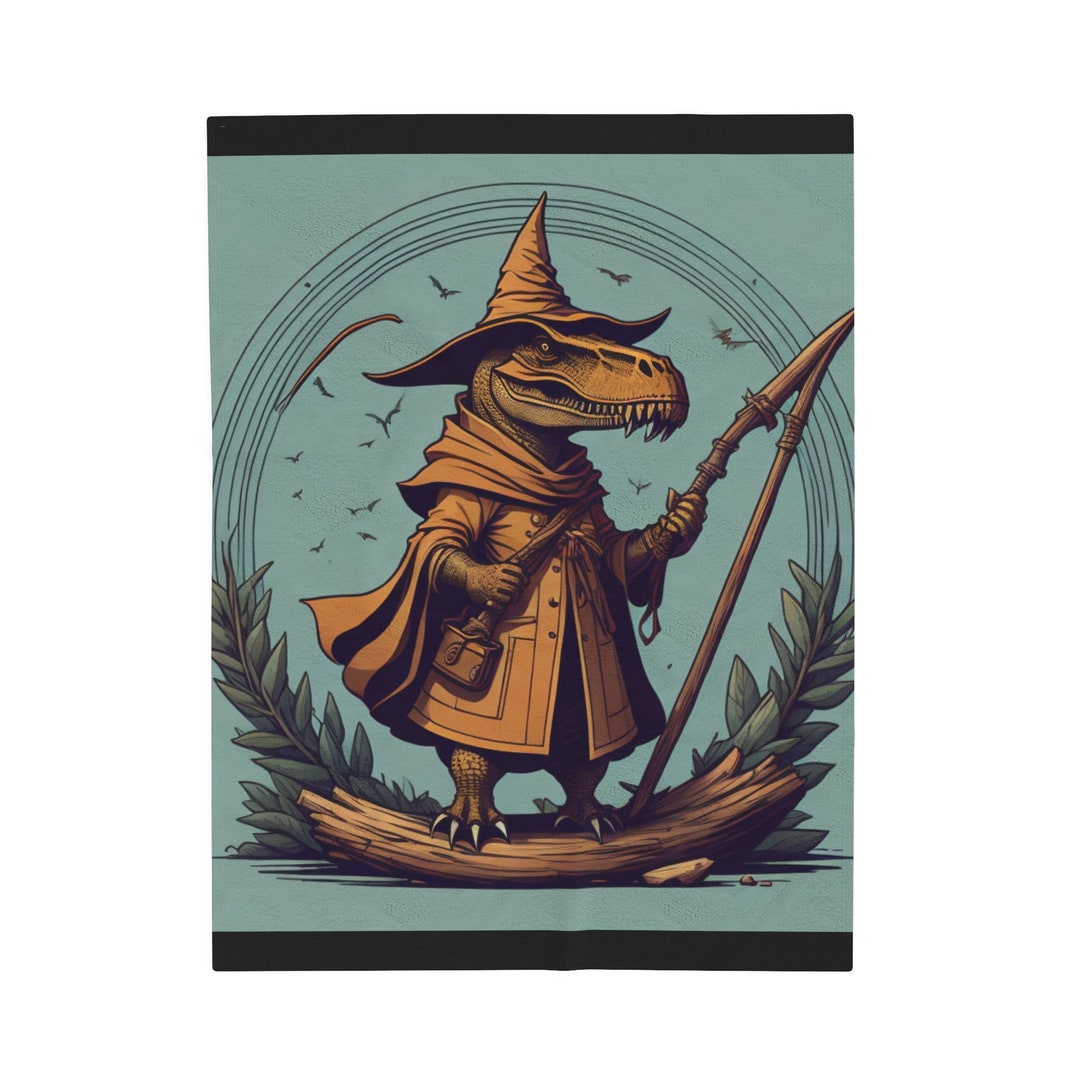 Dinosaur Wizard Blanket, Velveteen Plush, Enchanted Forest Design, Soft ...