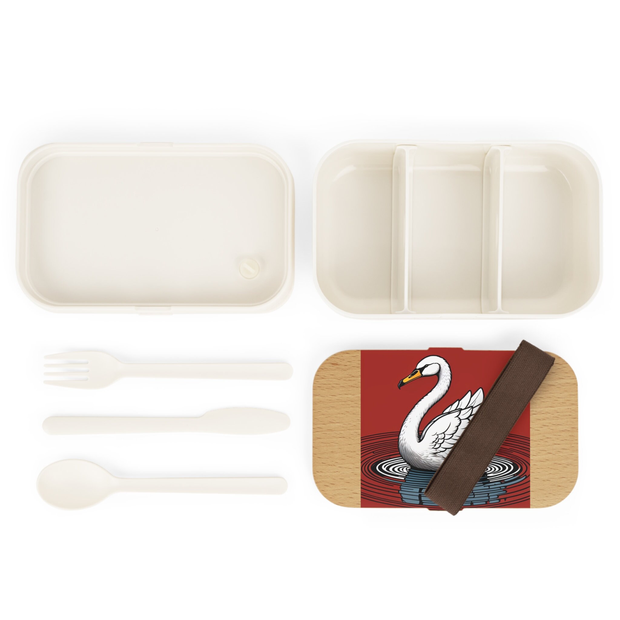 Swan Bento Box, Elegant Dining Companion, Wooden-topped Meal Container ...