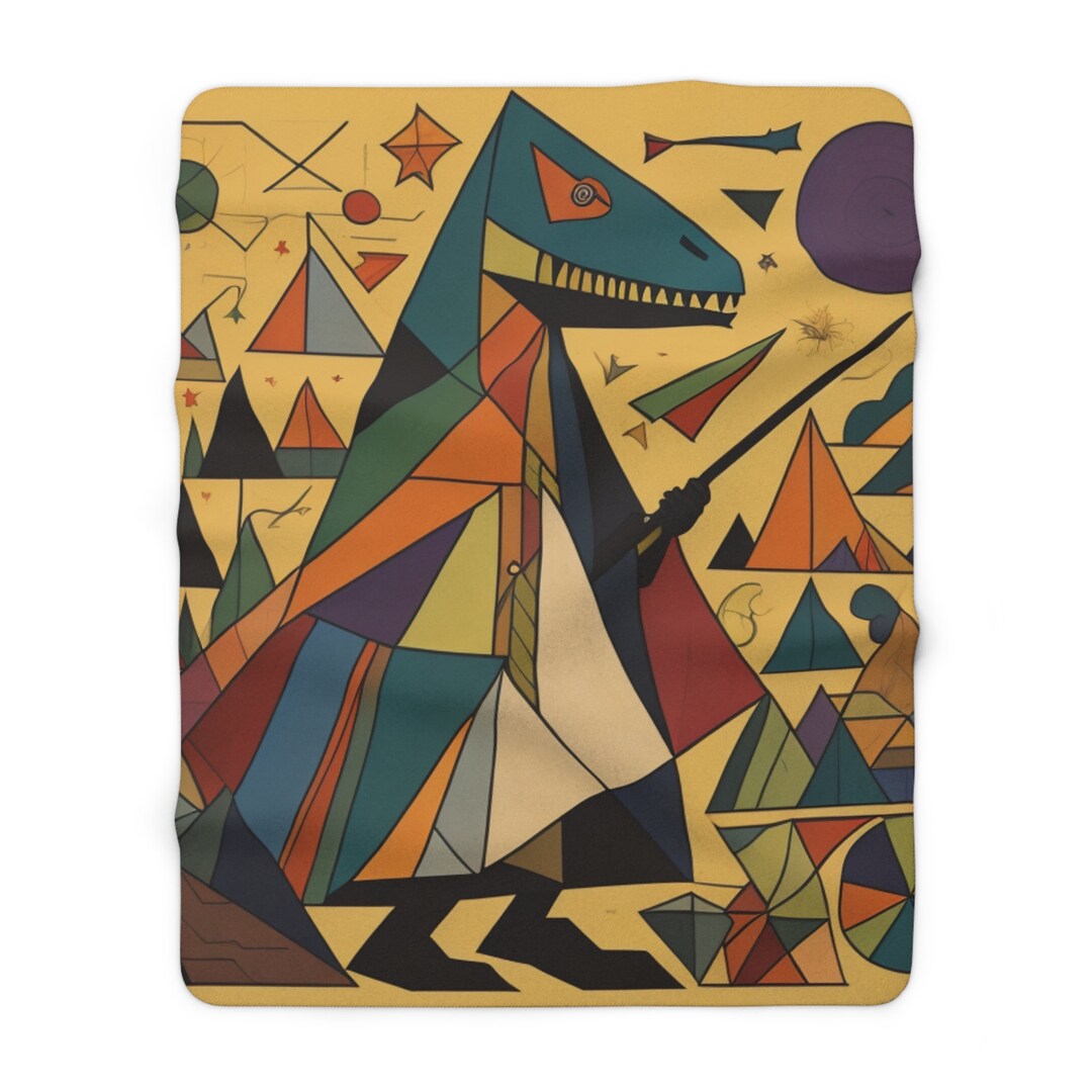 Enchanted Dino Art Blanket, Mystical Picasso Fleece, Cozy Comfort ...