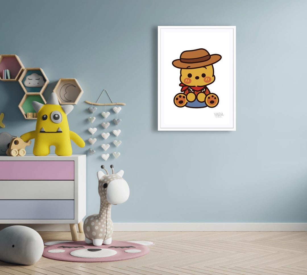 Winnie the Pooh Cowboy Digital Wall Art Print - Etsy