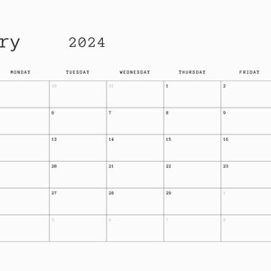 Simple Black and White Minimalist Monthly Calendar 12 Months 2024 ...