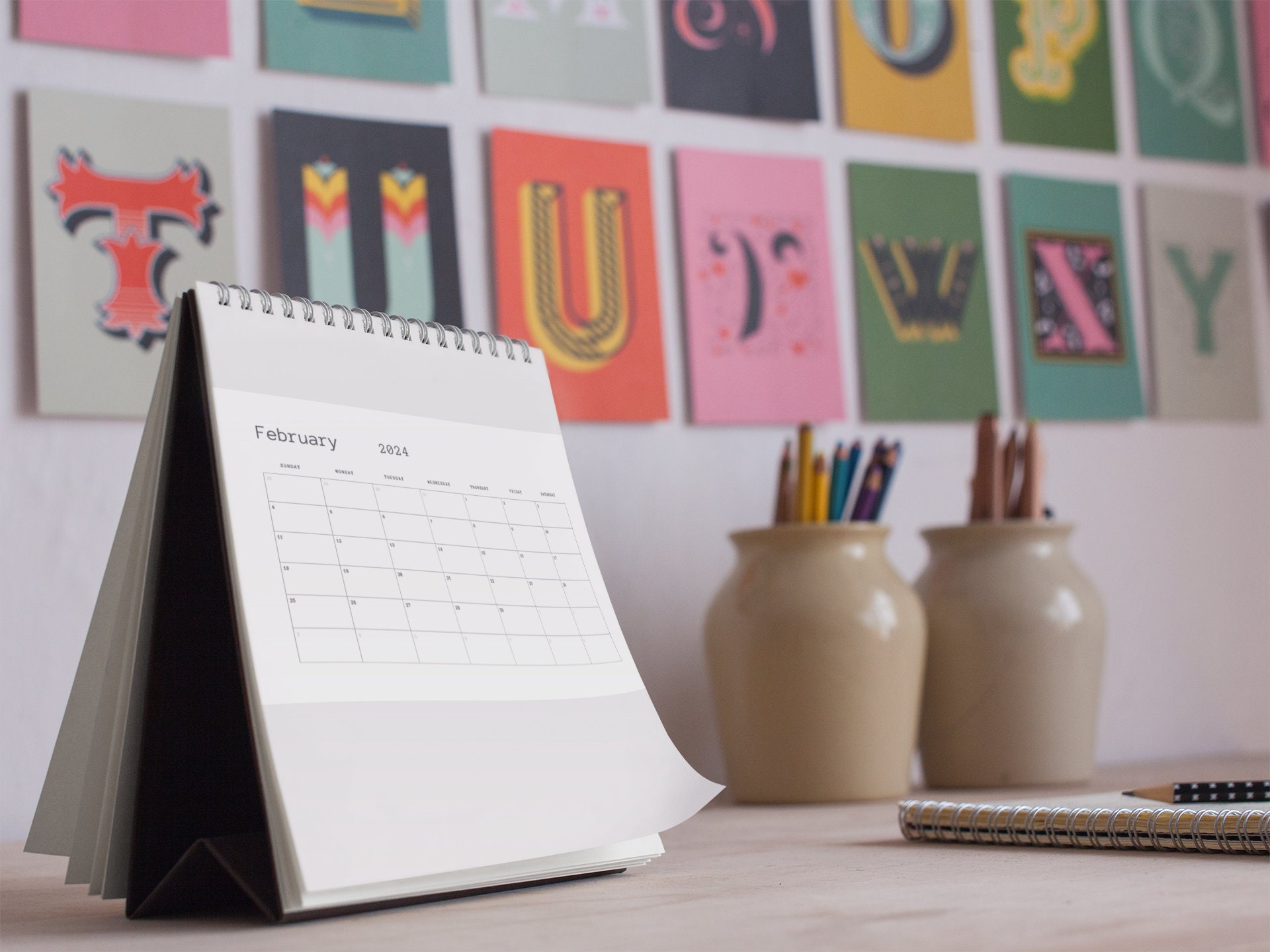 Simple Black and White Minimalist Monthly Calendar 12 Months 2024 ...