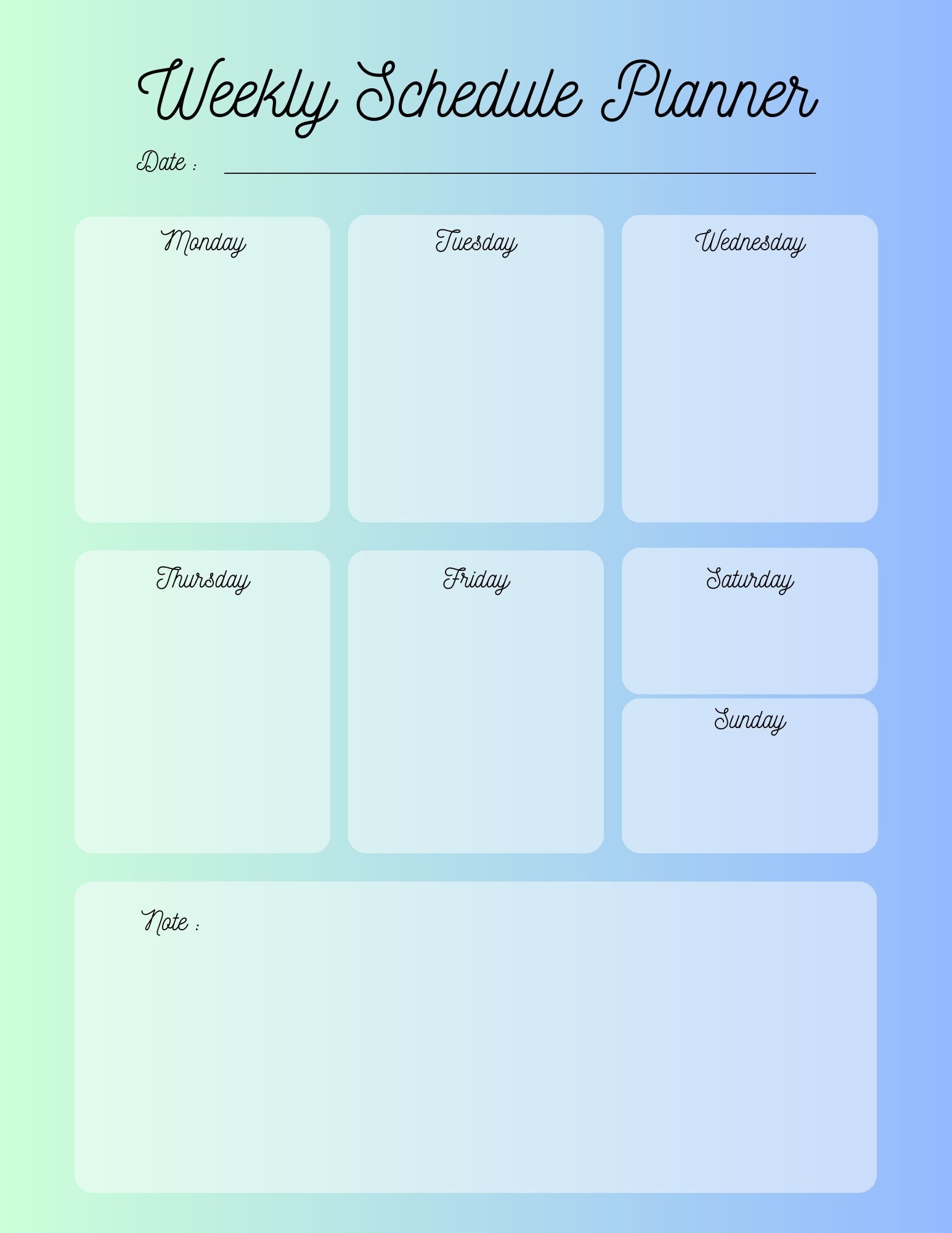 Weekly Planner Minimal Planner Downloadable Planner Weekly - Etsy