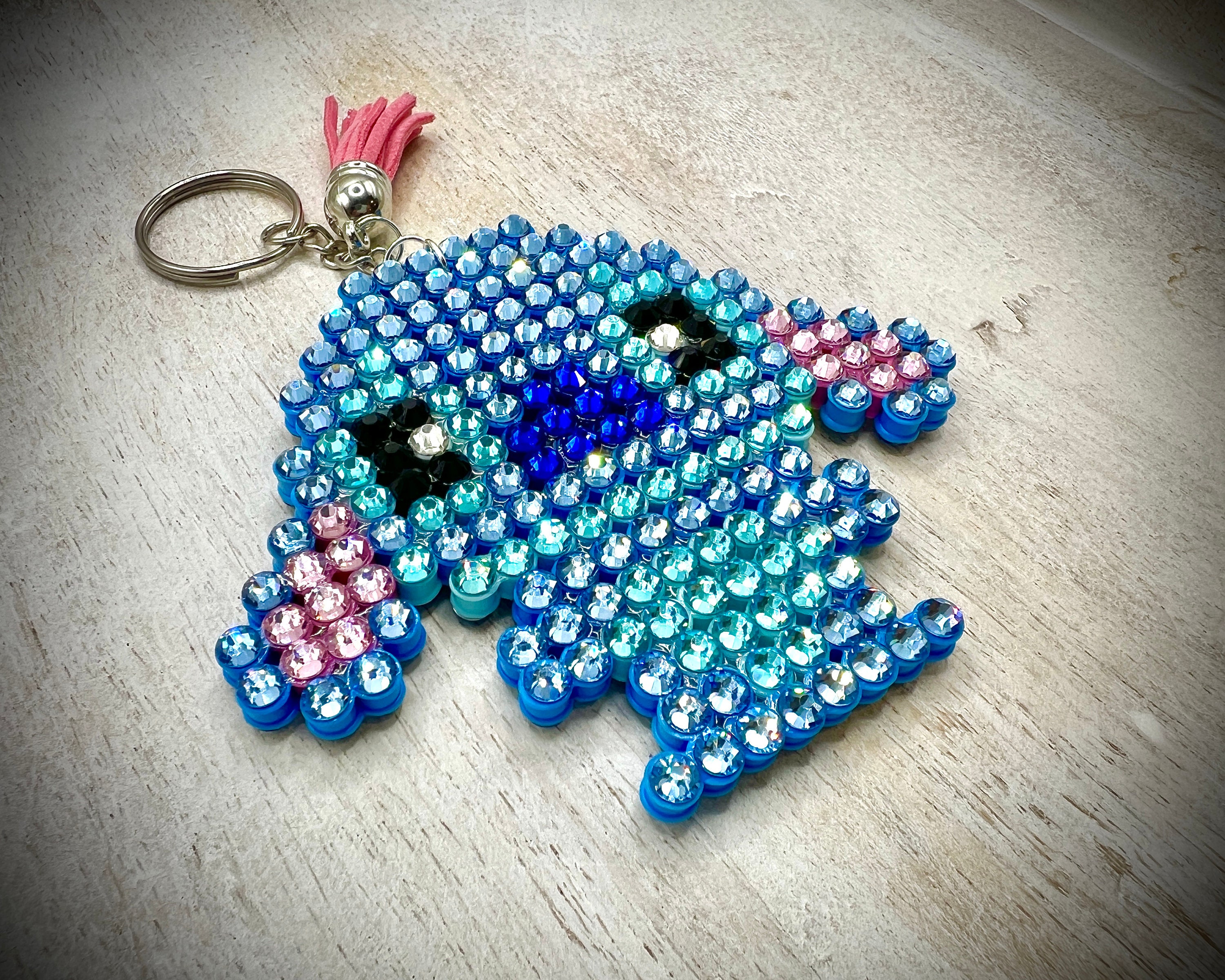 Disney Stitch, Angel, and Leroy Key Chain / Bag Charm W/ Genuine Glass ...