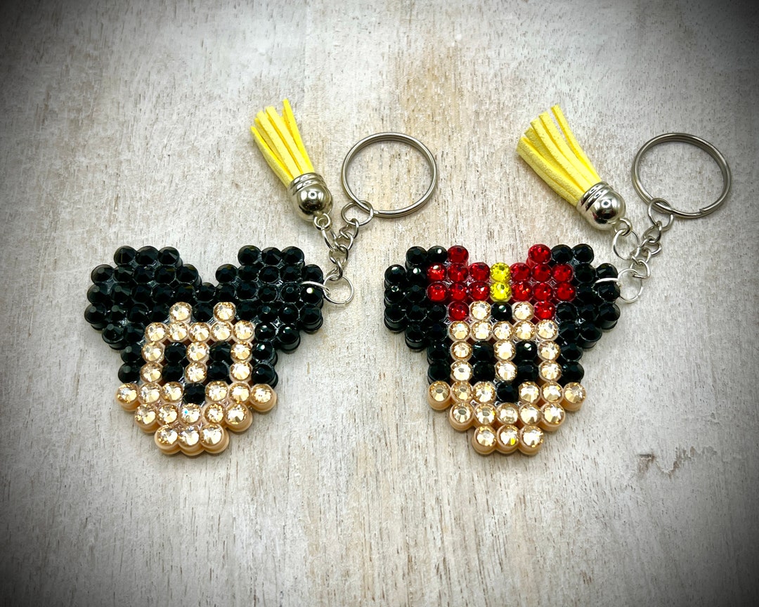 Mickey & Minnie - Key Chain / Bag Charm - W/ Genuine Glass Rhinestones ...