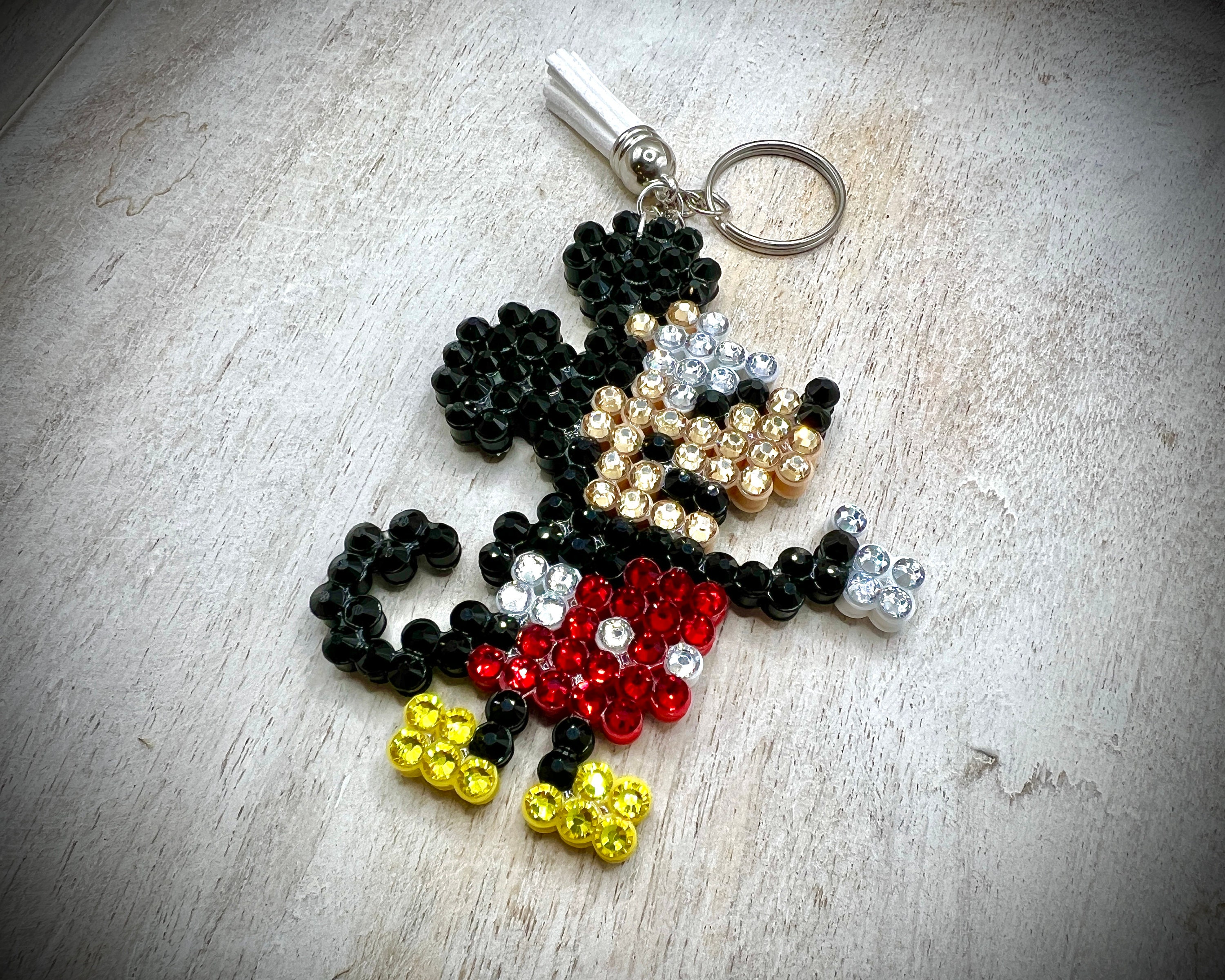 Mickey & Minnie Mouse Disney Key Chain / Bag Charm W/ Genuine Glass ...