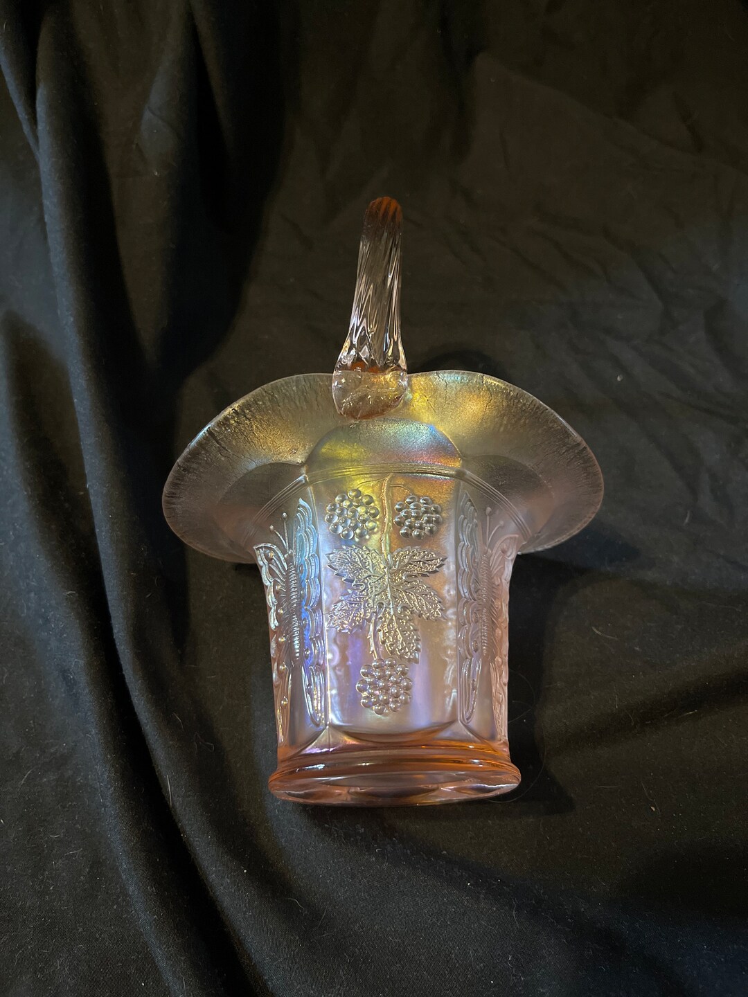 Fenton Pink Opalescent Butterfly Basket - Etsy