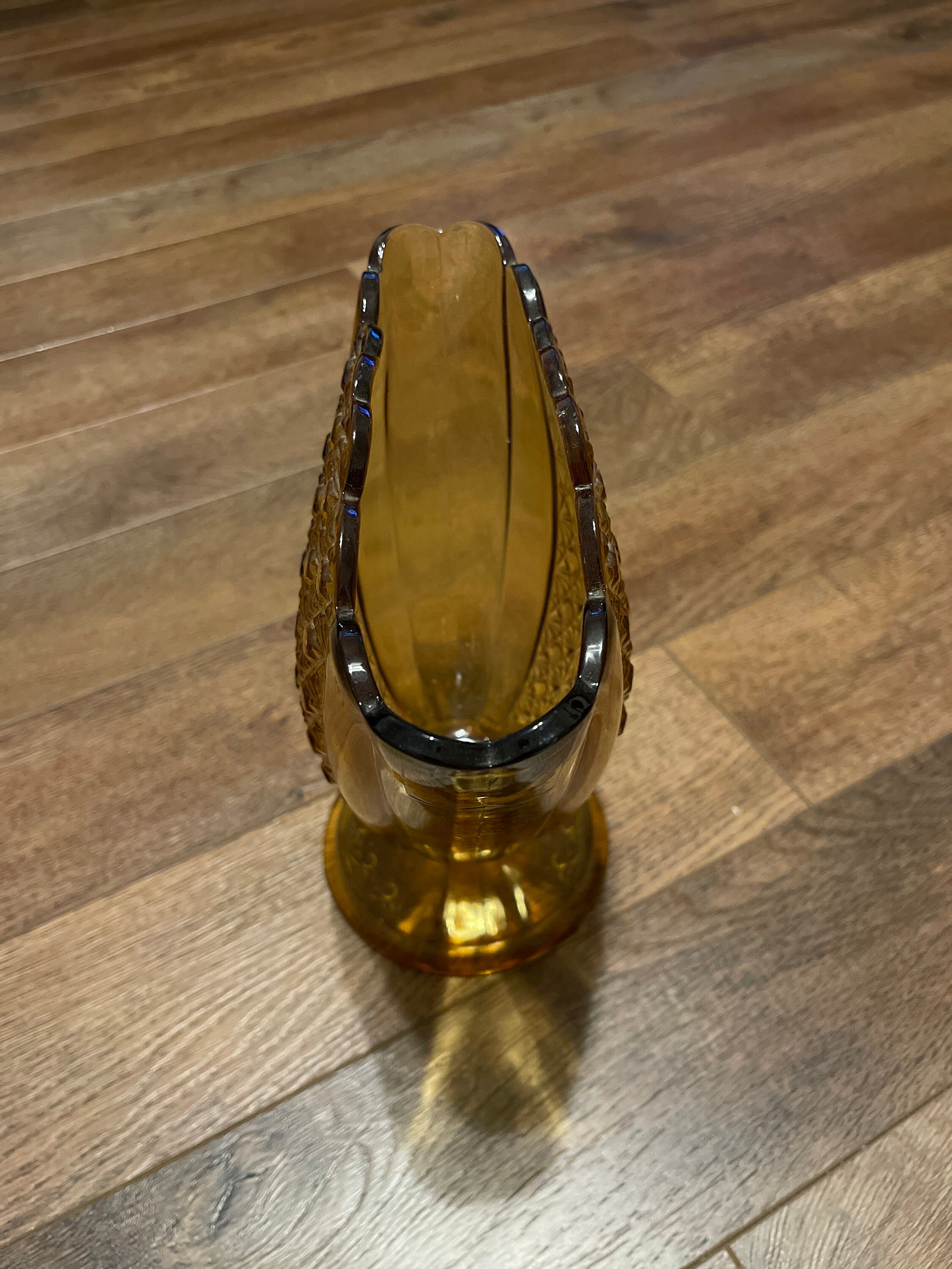 Fenton Amber Daisy and Button Fas Vase - Etsy