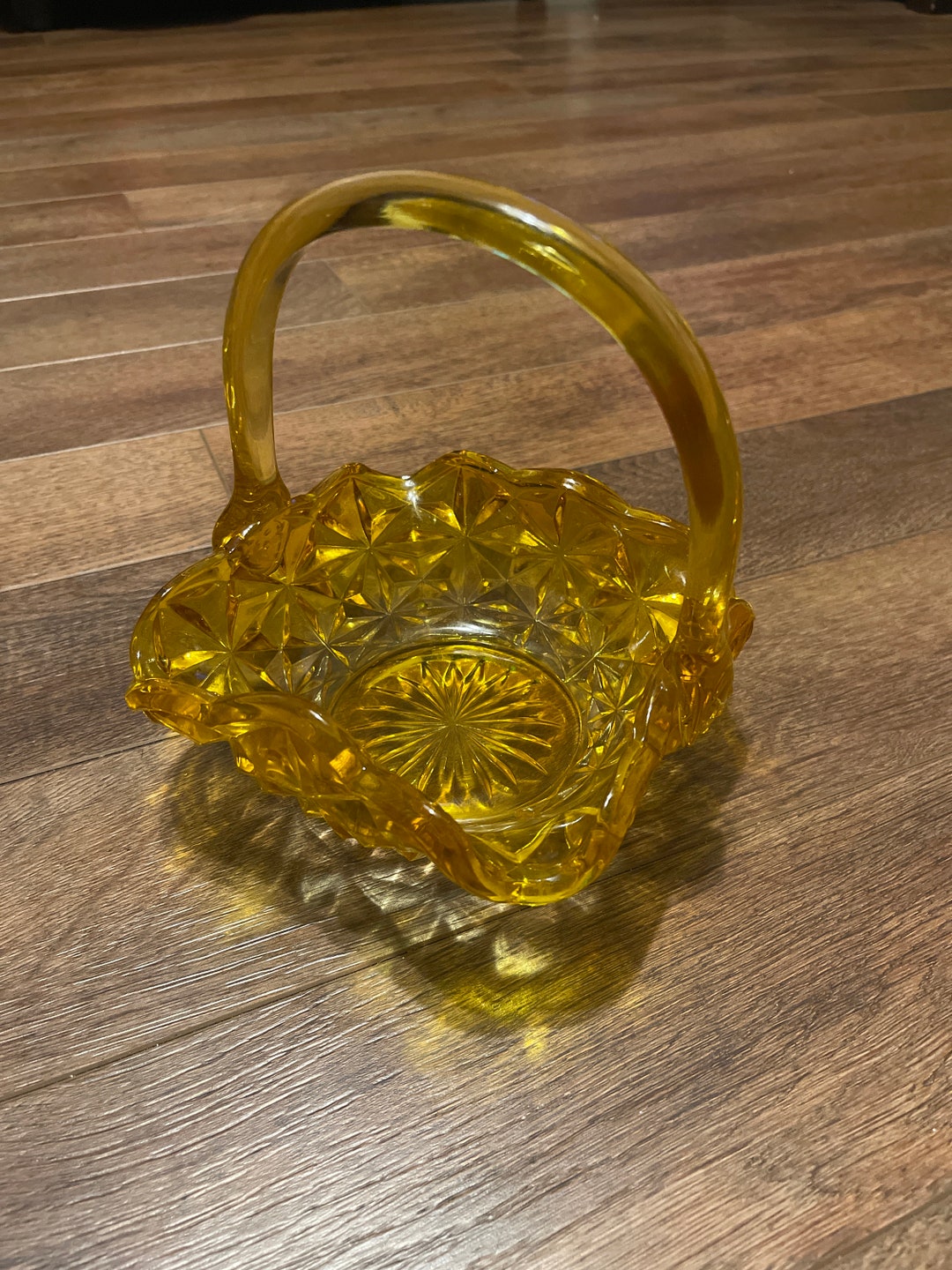 Vintage Indiana Glass Yellow Mist Basket - Etsy