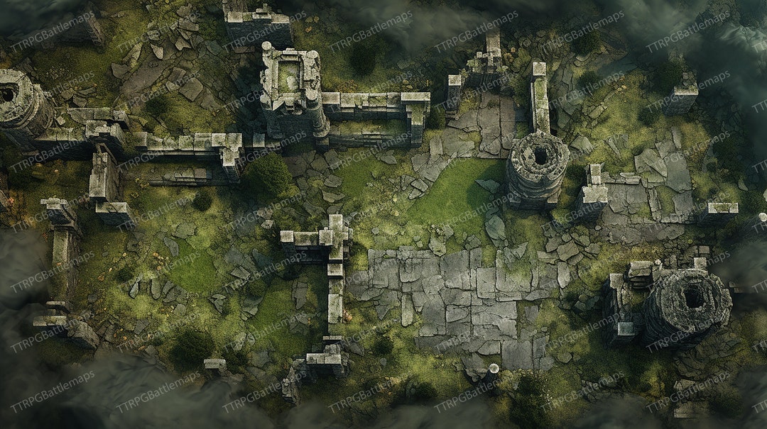 Ruined Castle Courtyard With Three Towers - Etsy