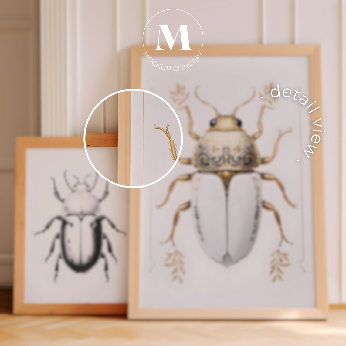 Double Frame White and Wood Photo Mockup 019 Minimal Interior Wall Art ...