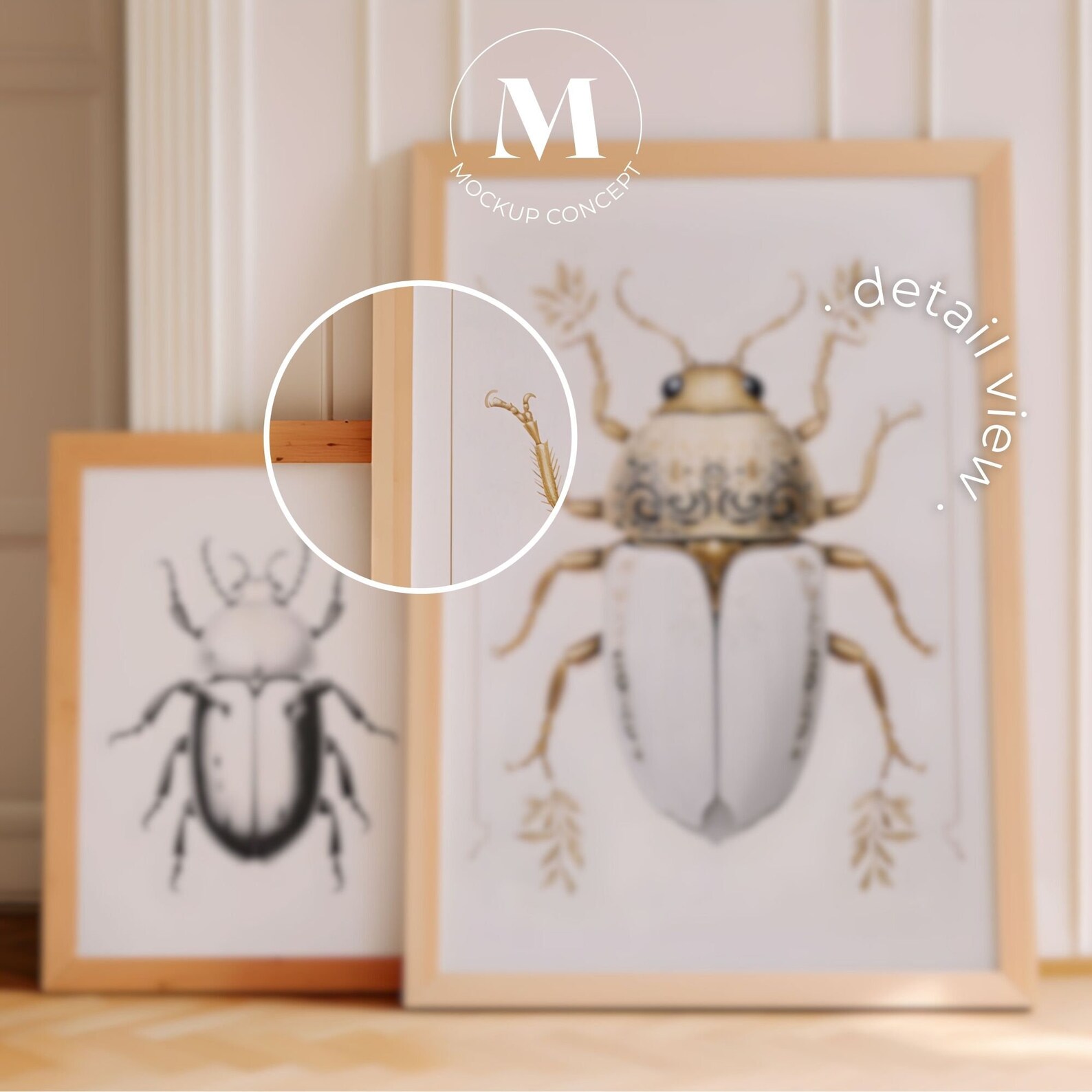 Double Frame White and Wood Photo Mockup 019 Minimal Interior Wall Art ...