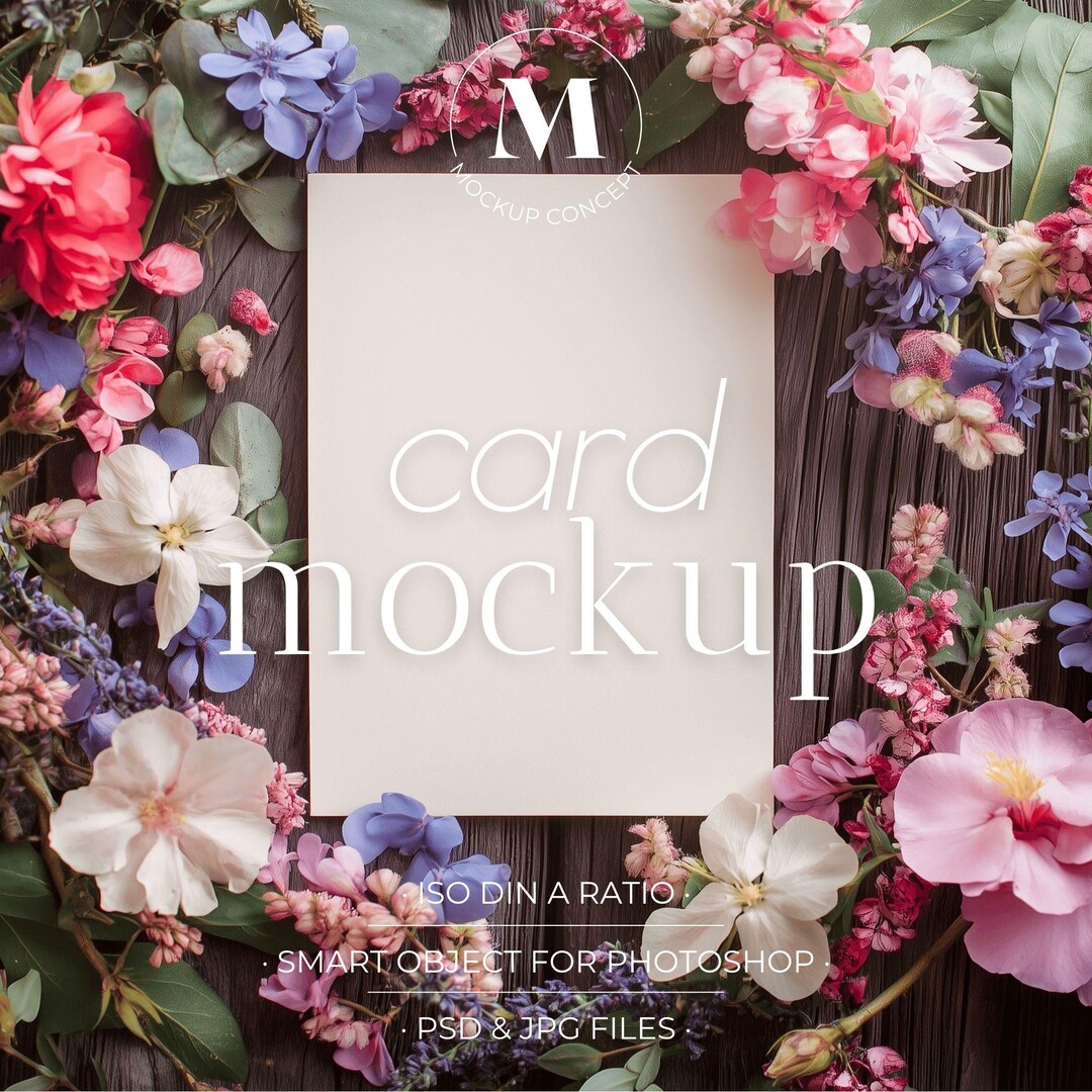 Romantic Floral Card Mockup 052 | Wedding Invitation or Greeting ...