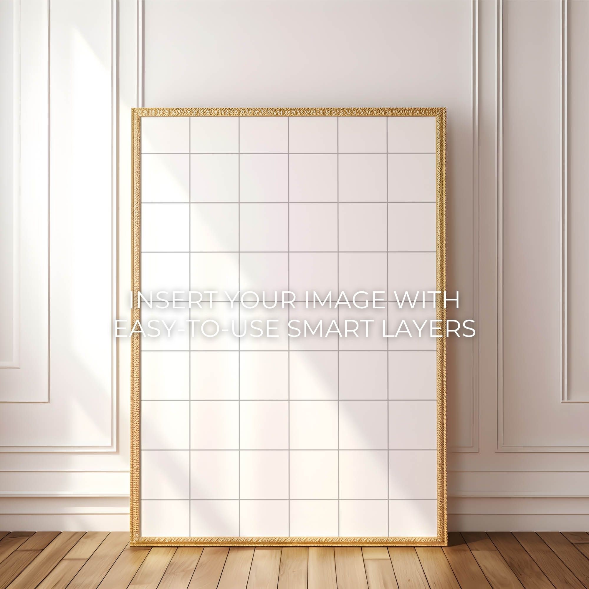 White Wall Minimalistic Interior Photo Frame Mockup 011 Golden Frame ...