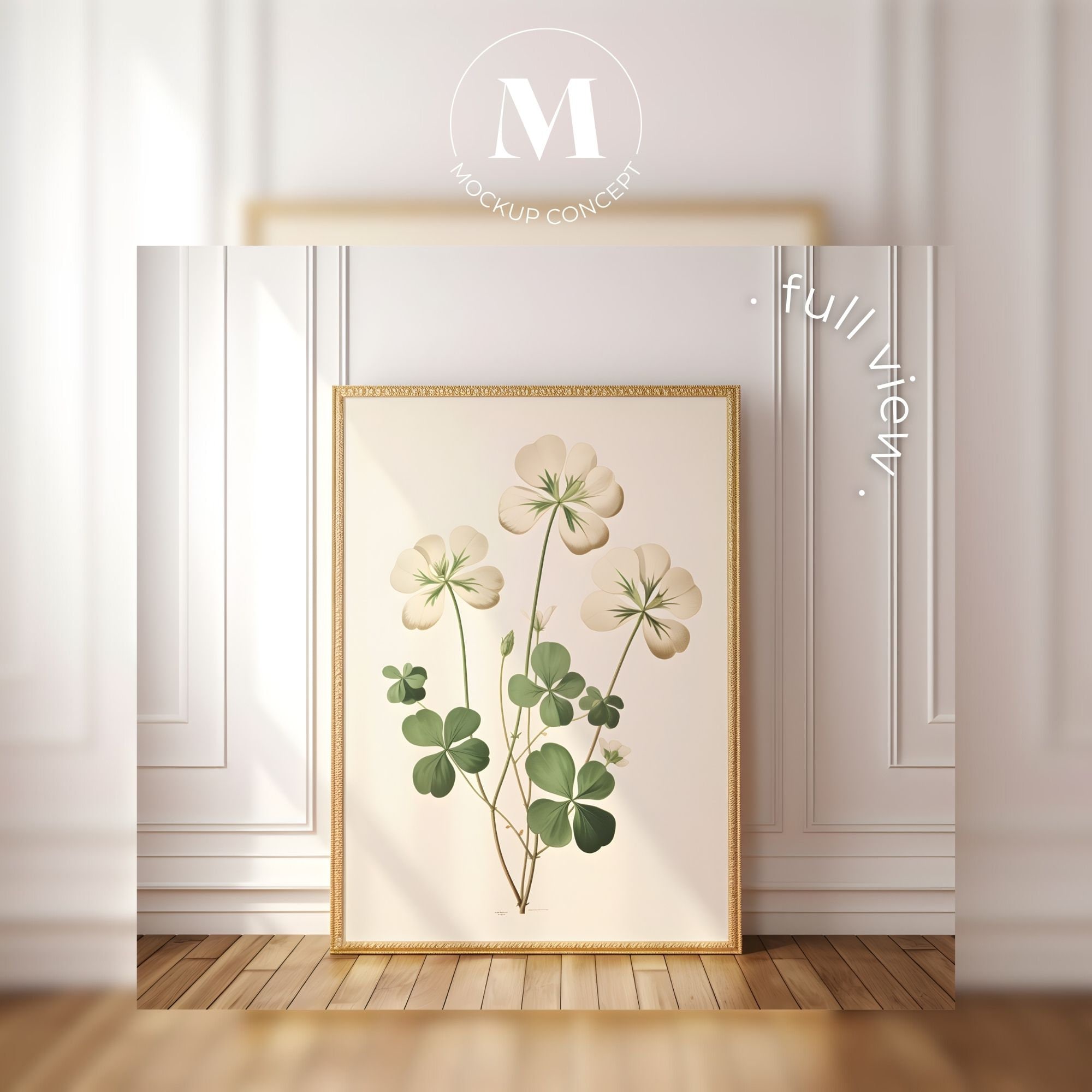 White Wall Minimalistic Interior Photo Frame Mockup 011 Golden Frame ...