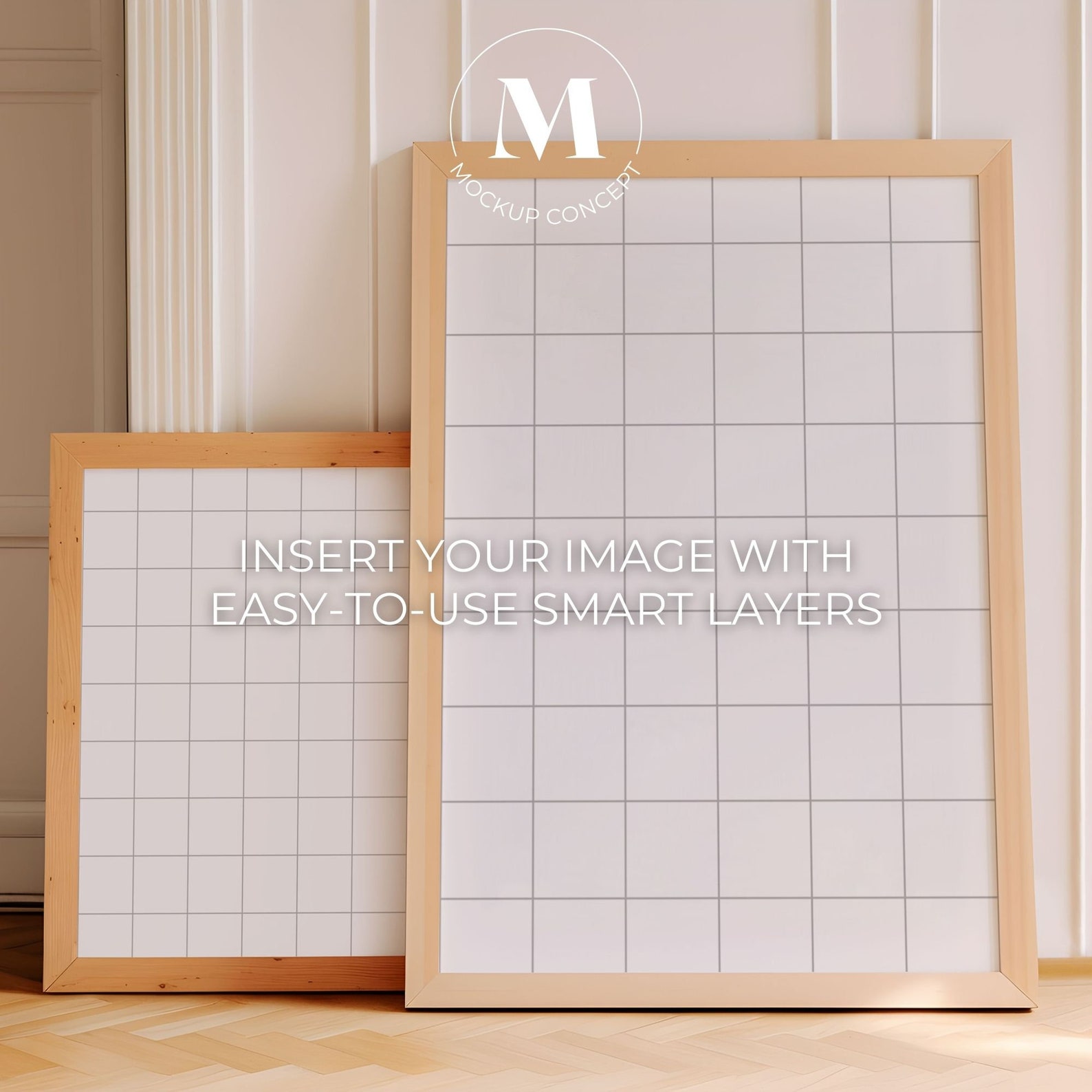 Double Frame White and Wood Photo Mockup 019 Minimal Interior Wall Art ...