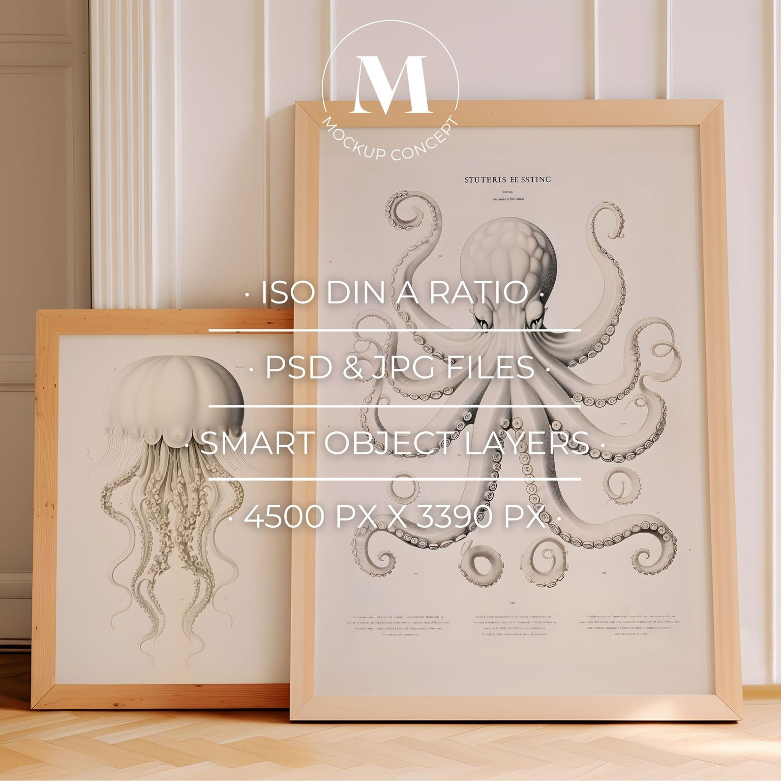 Double Frame White and Wood Photo Mockup 019 Minimal Interior Wall Art ...