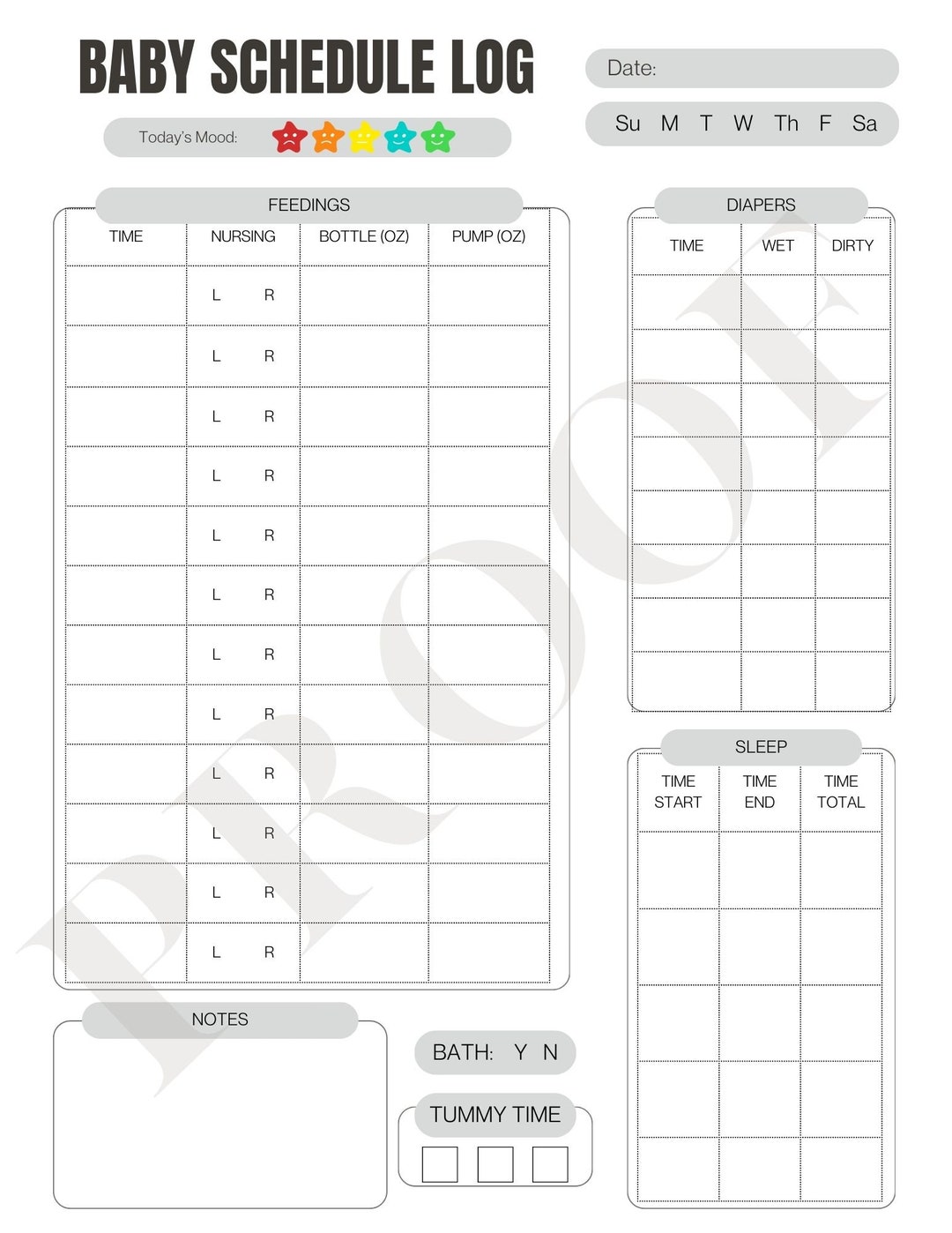 Baby Daily Schedule Log to Track Diapers, Feedings, and Sleep for ...