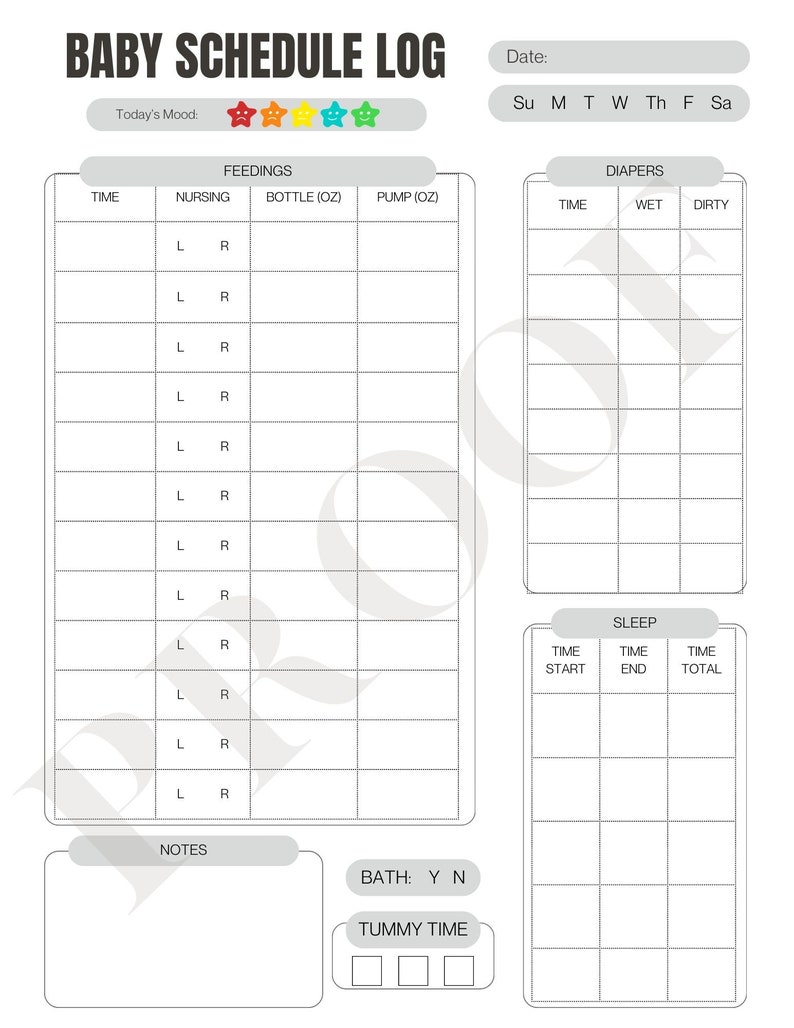 Baby Daily Schedule Log to Track Diapers, Feedings, and Sleep for ...