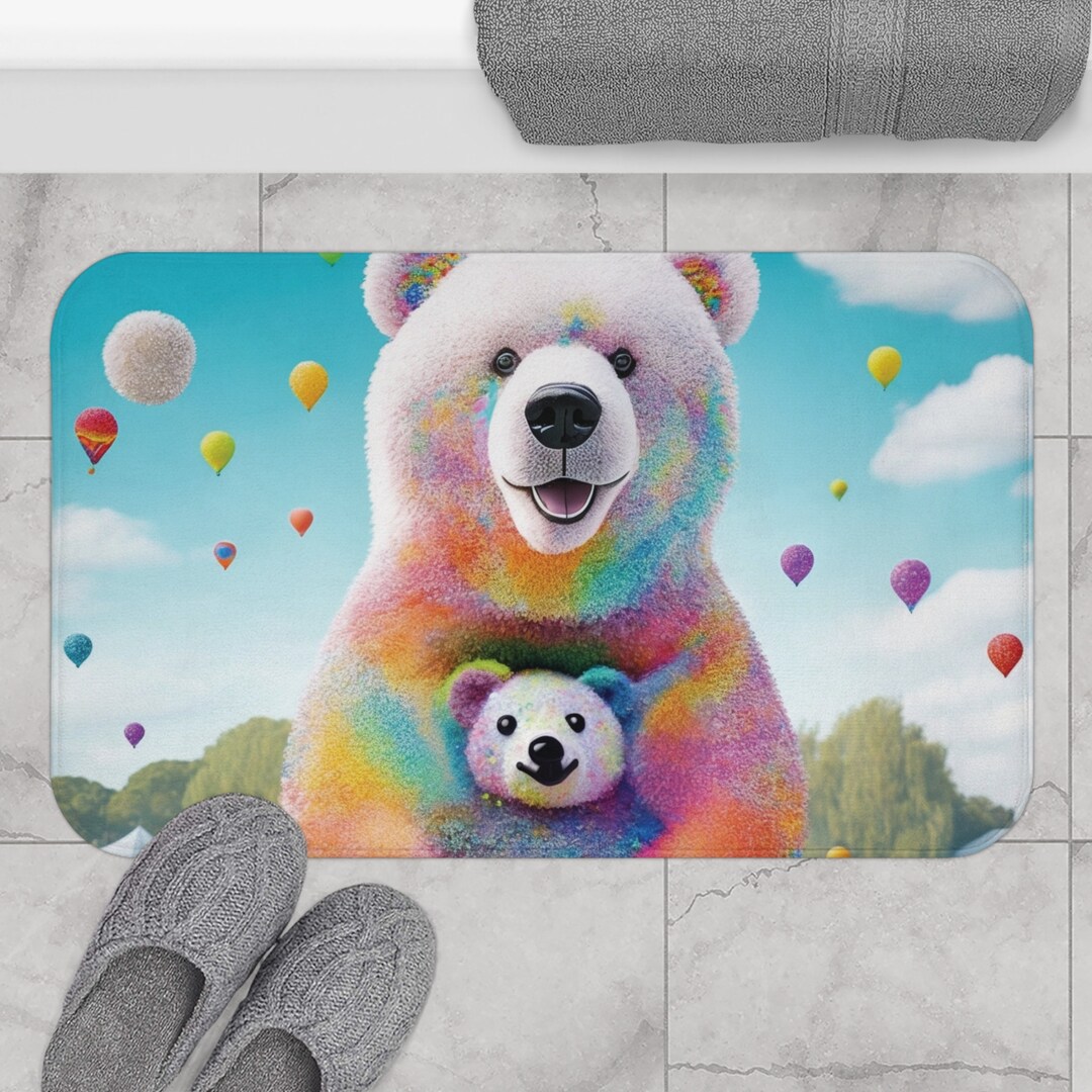 Bright Bear Bath Mat Charming Bear Rug Joyful Animal Bath Rug Fairy ...