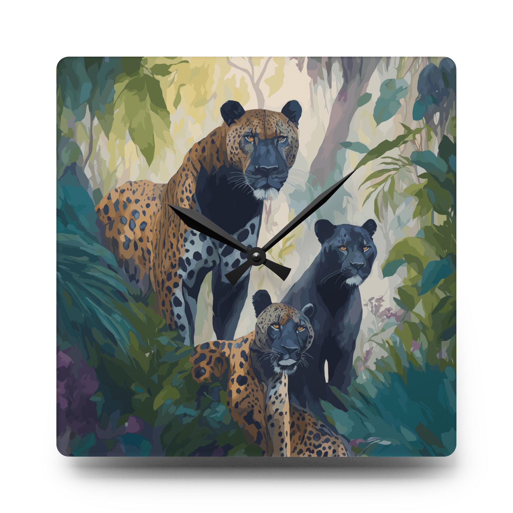 Black Panther Jungle Clock Jungle Big Cats Wall Clock Big Cat Jungle ...