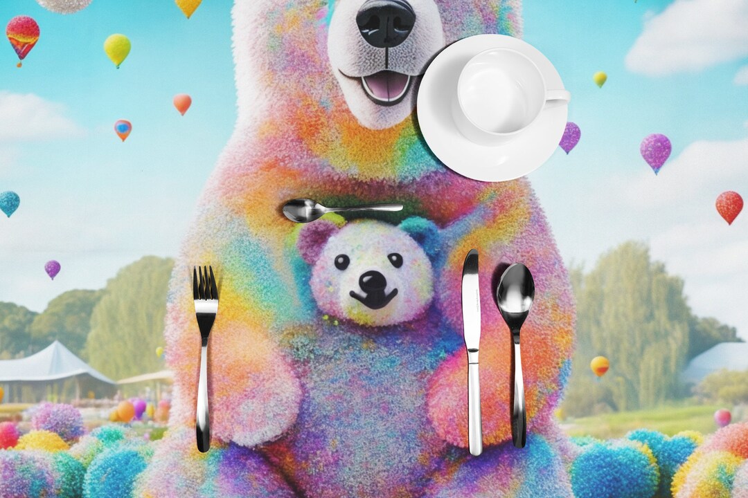 Bear Wonderland Table Covering Joyful Bear Table Decor Cheerful Animal ...