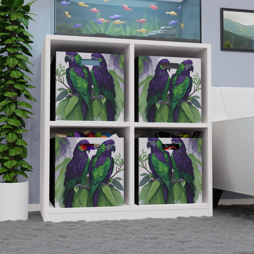 Green Feather Parrot Box Lavender Beak Bird Box Two Parrots Storage ...