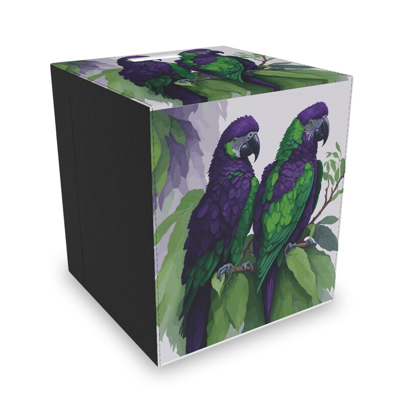 Green Feather Parrot Box Lavender Beak Bird Box Two Parrots Storage ...