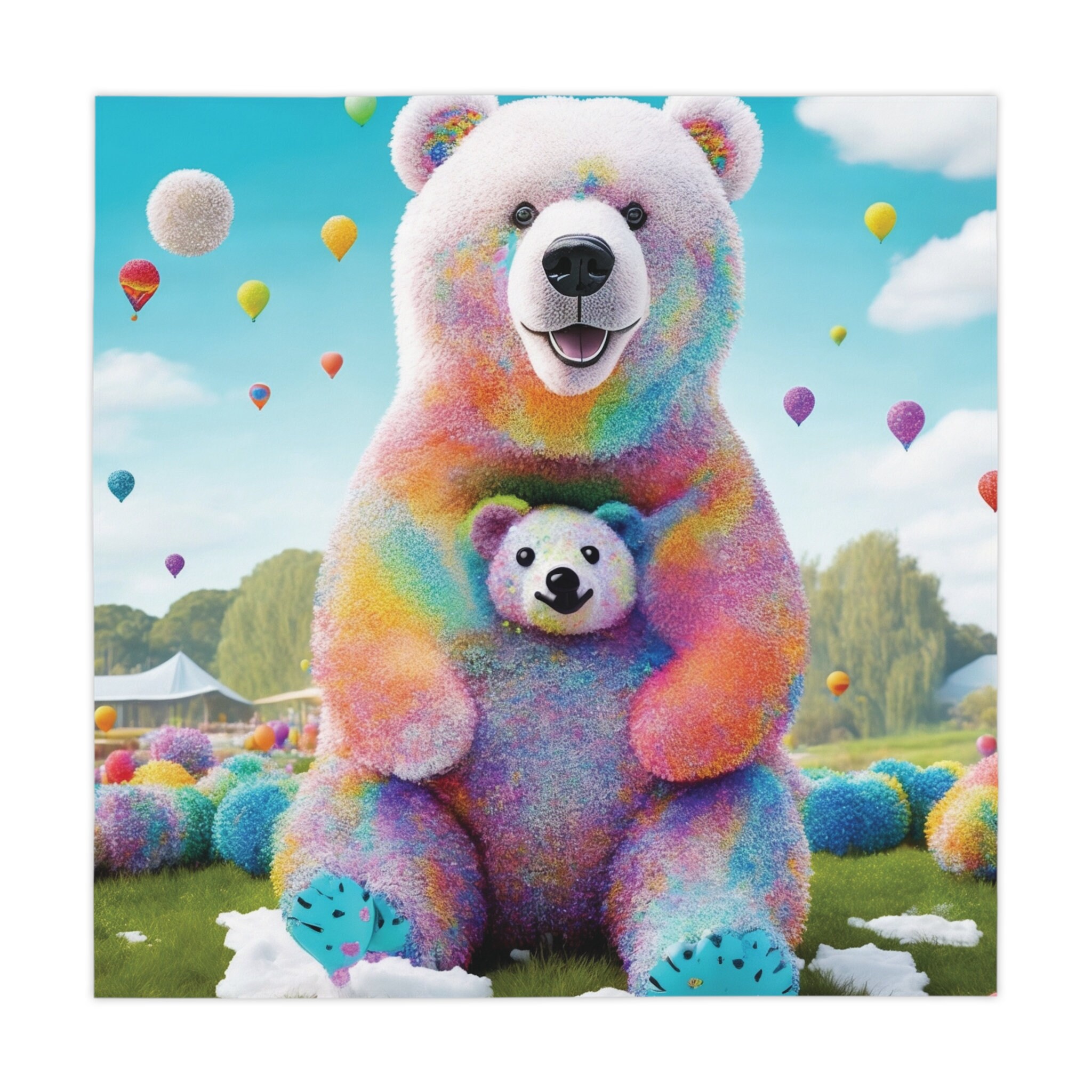 Bear Wonderland Table Covering Joyful Bear Table Decor Cheerful Animal ...