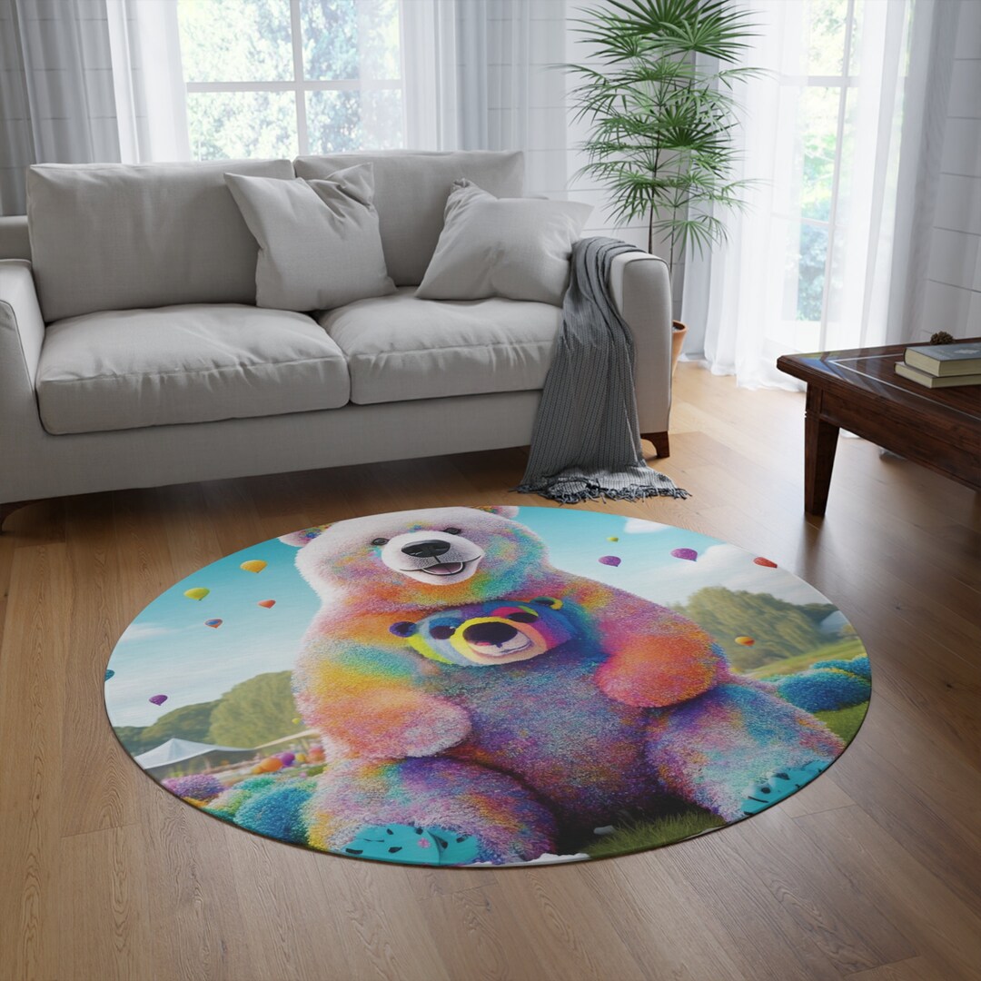 Polo Bear Carpet, Rainbow Bear Rug, Colorful Bear Rug, Magical Garden ...