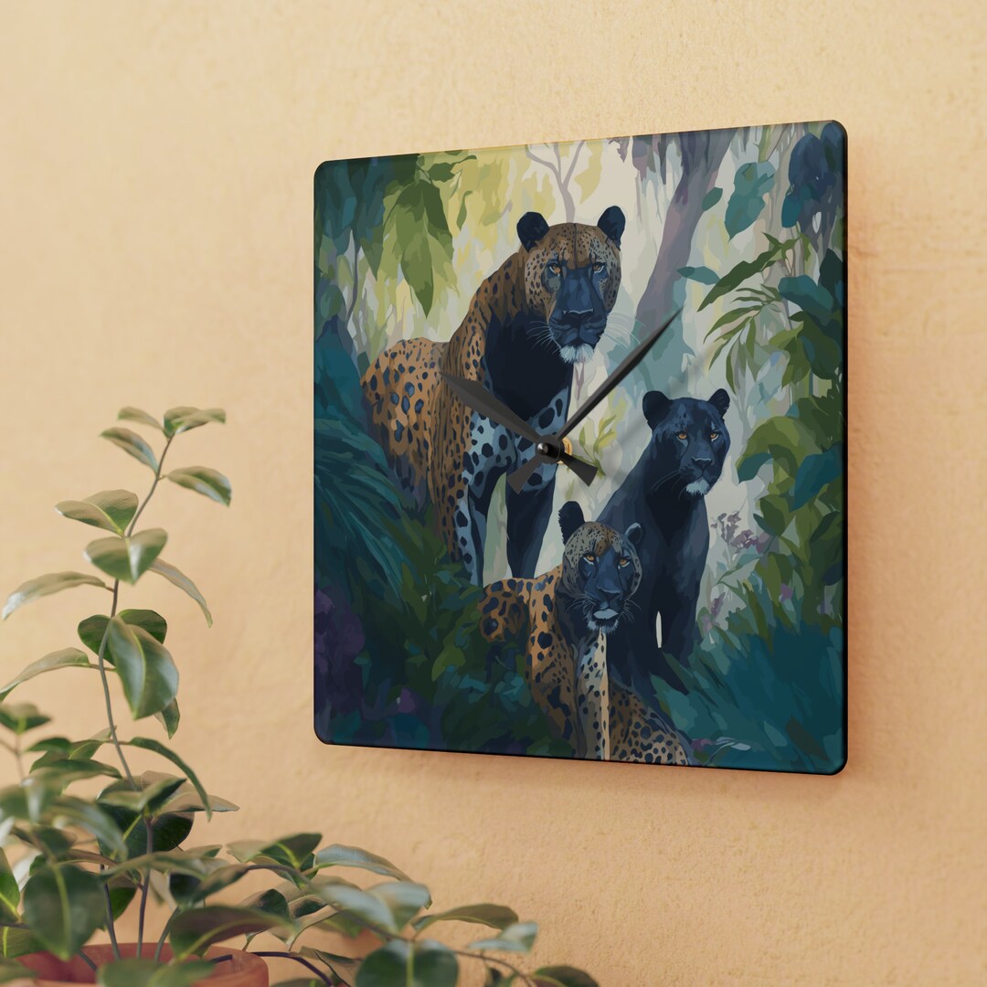 Black Panther Jungle Clock Jungle Big Cats Wall Clock Big Cat Jungle ...