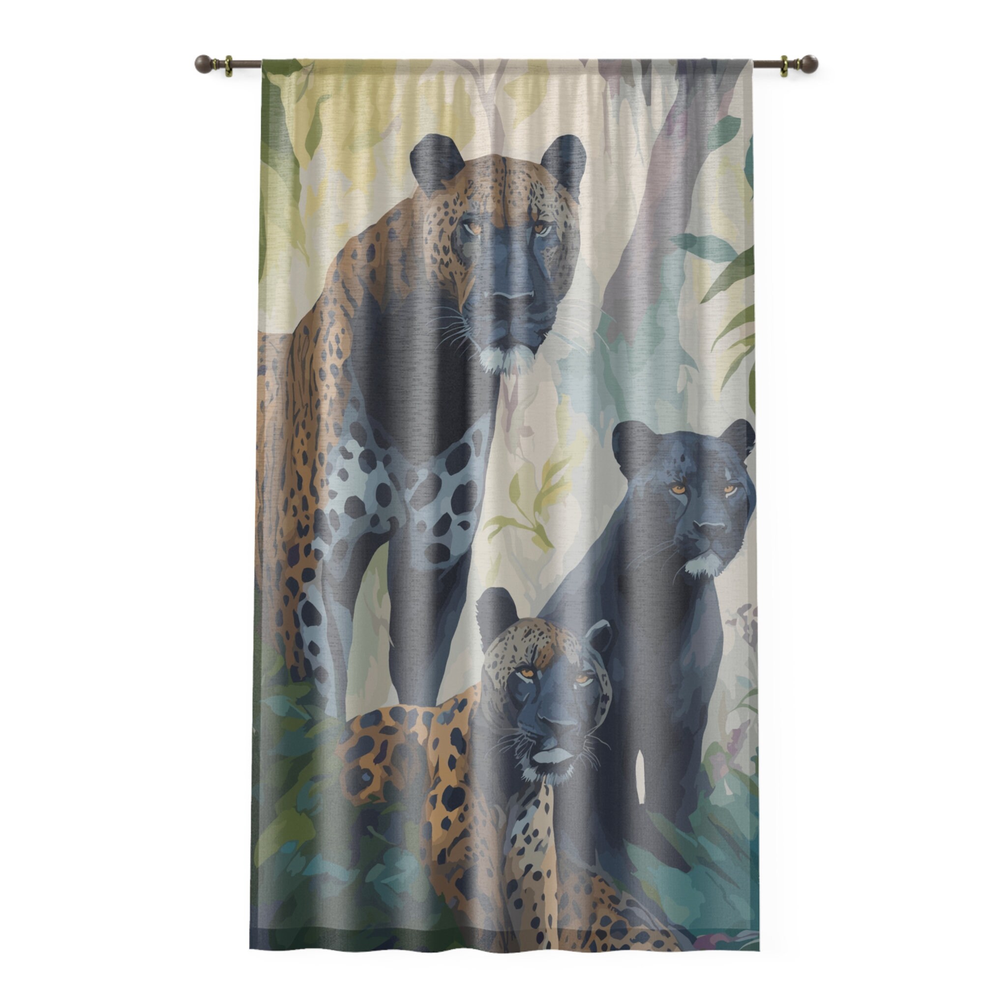 Black Panther Jungle Window Curtain Majestic Lion and Cheetah Drapes ...