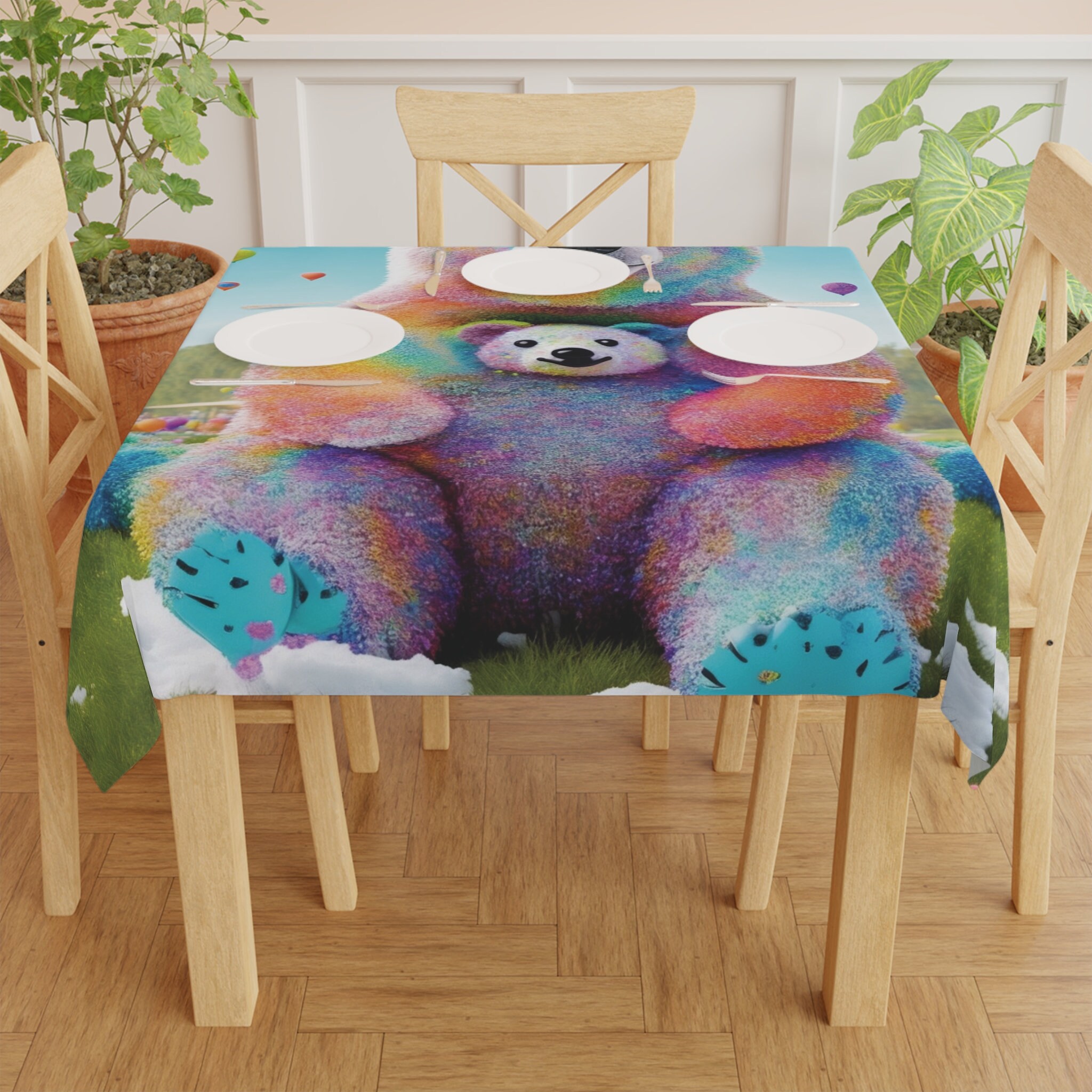 Bear Wonderland Table Covering Joyful Bear Table Decor Cheerful Animal ...