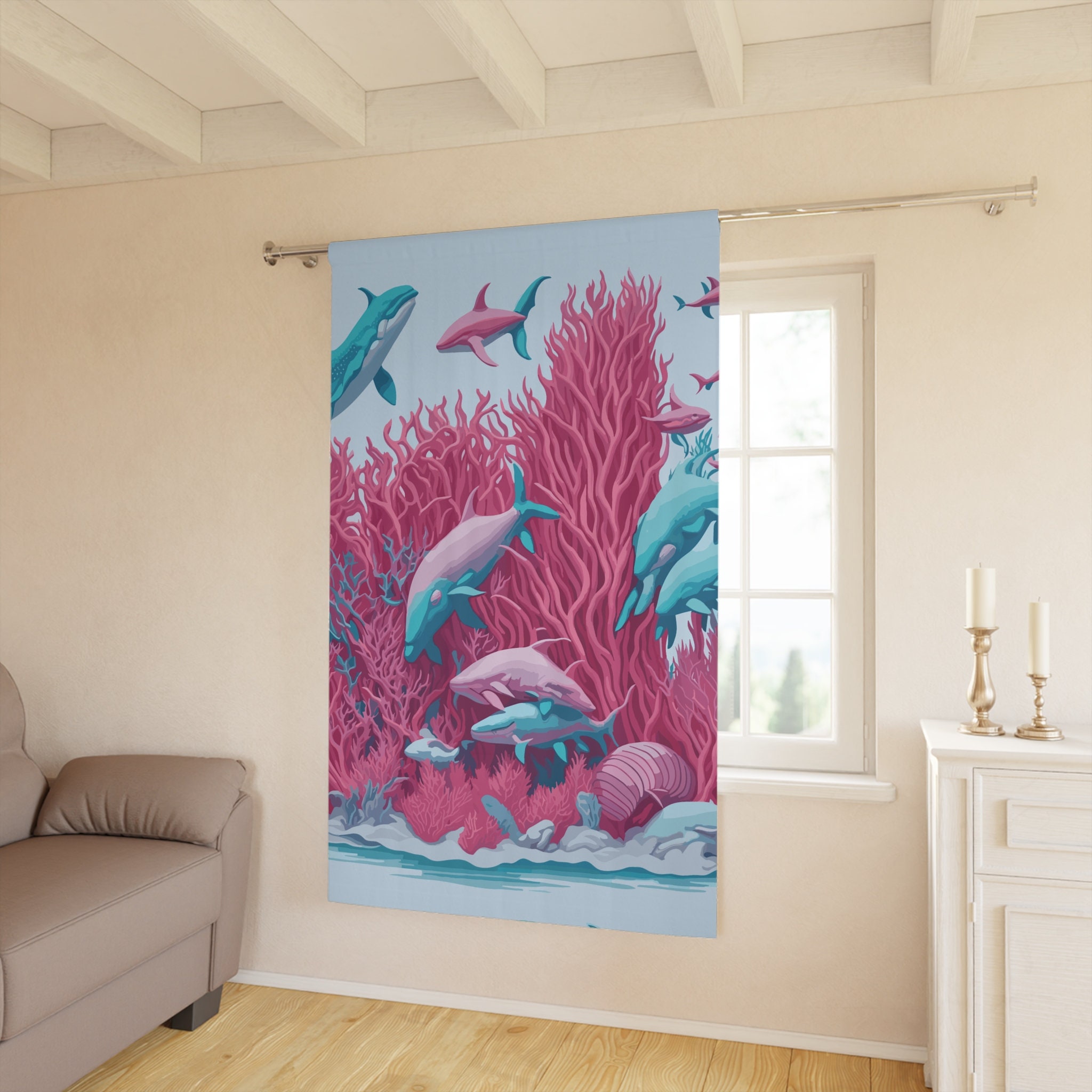 Ocean Themed Curtains Aqua Blue Starfish Decor Beach Sand - Etsy