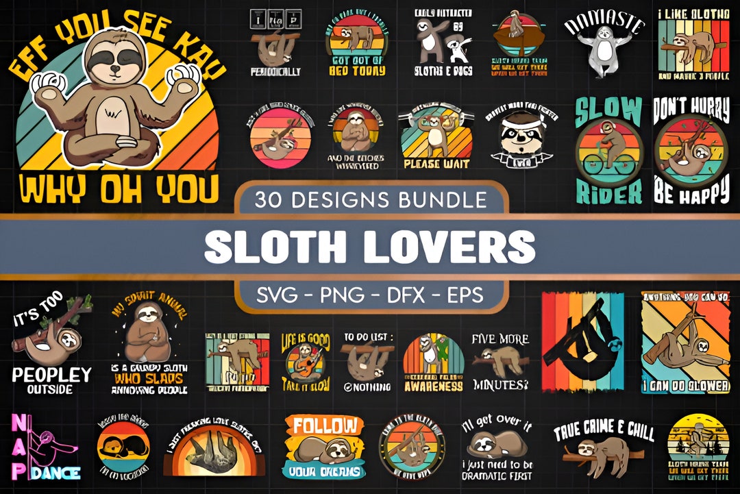 30 Sloth Lovers SVG Bundle, Sloth Svg, Cute Sloth, Sloth Png, Sloth Clipart, Sloth Silhouette ...