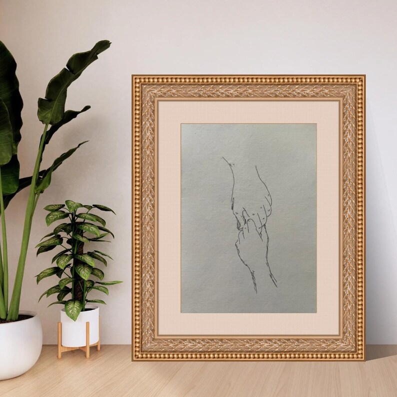 Holding Hands Art Print. Line Drawing Art. Original Art Print ...