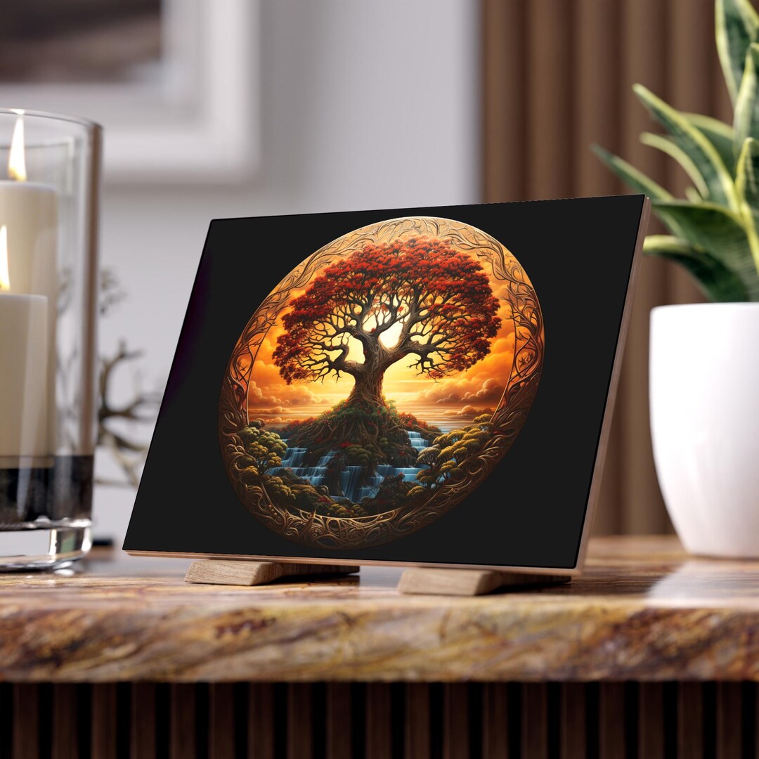 Ceramic Tile, Tree of Life Design - Home Decor Wall Art Plaque, Unique ...
