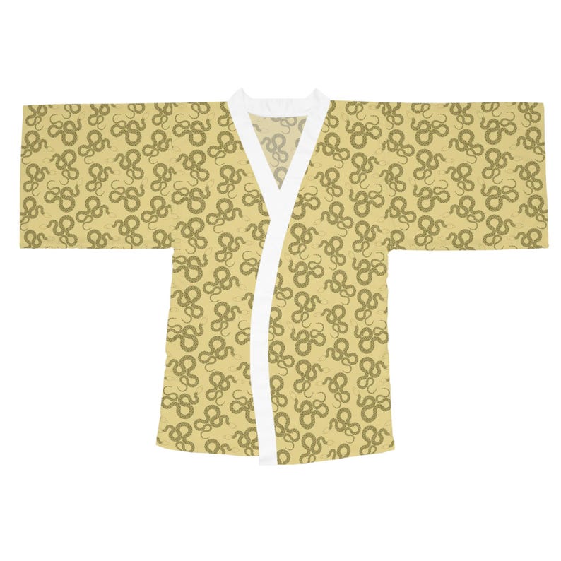 Snake Pattern Long Sleeve Kimono Robe, Serpent Print Loungewear ...