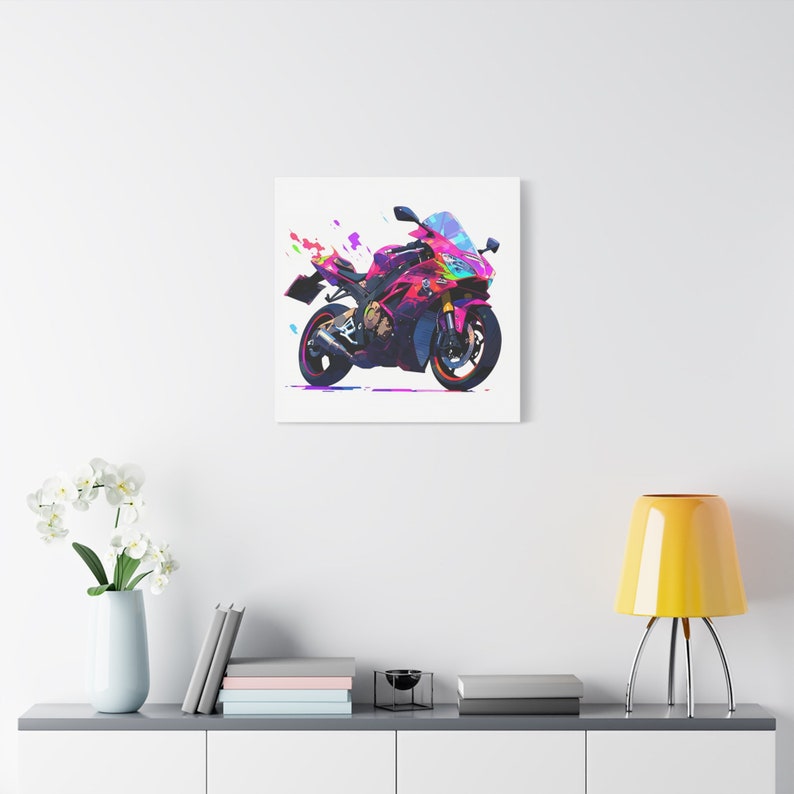 Colorful Motorcycle Animation Anime Canvas Wall Hanging / Matte Canvas ...