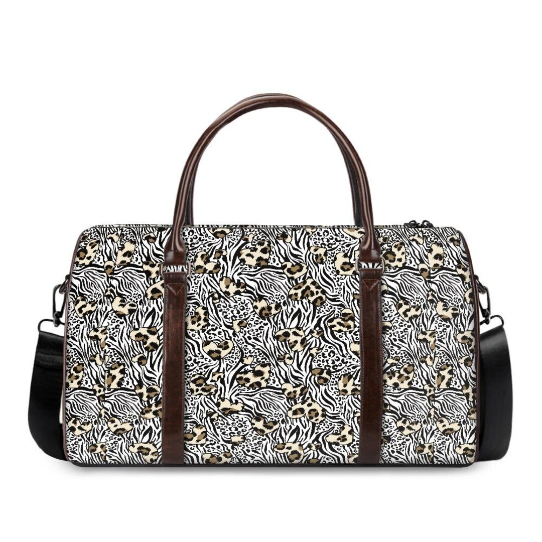 Travel Handbag With Wild Animals Skin and Heart Pattern, Duffel Bag ...