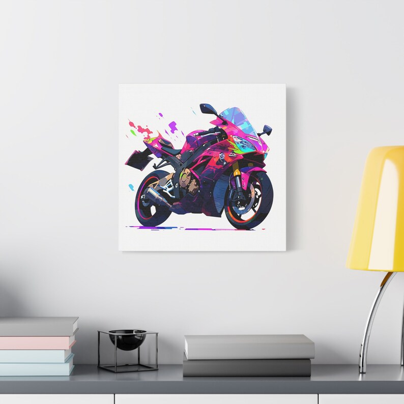 Colorful Motorcycle Animation Anime Canvas Wall Hanging / Matte Canvas ...