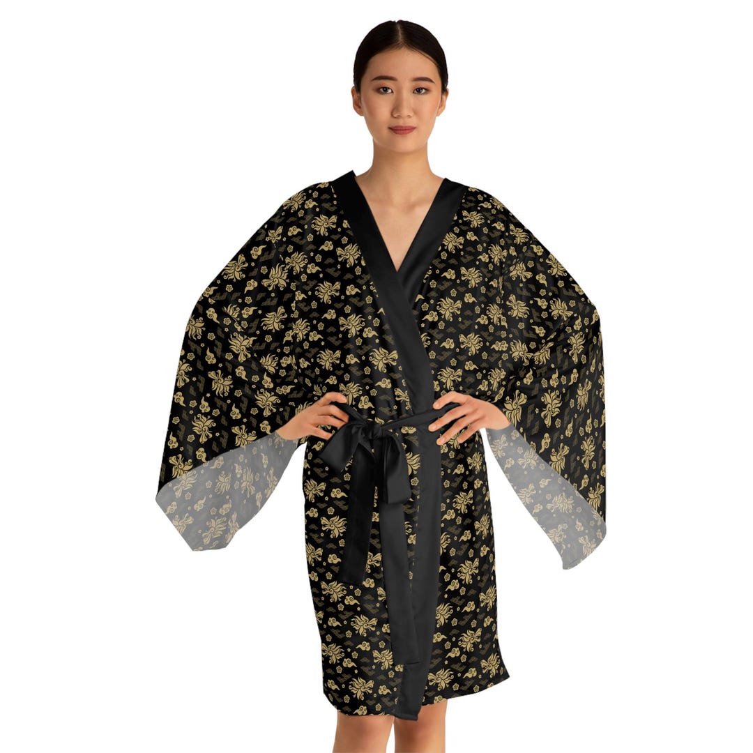 Dragon Kimono Robe, Japanese Style, Asian Inspired, Satin Dressing Gown ...