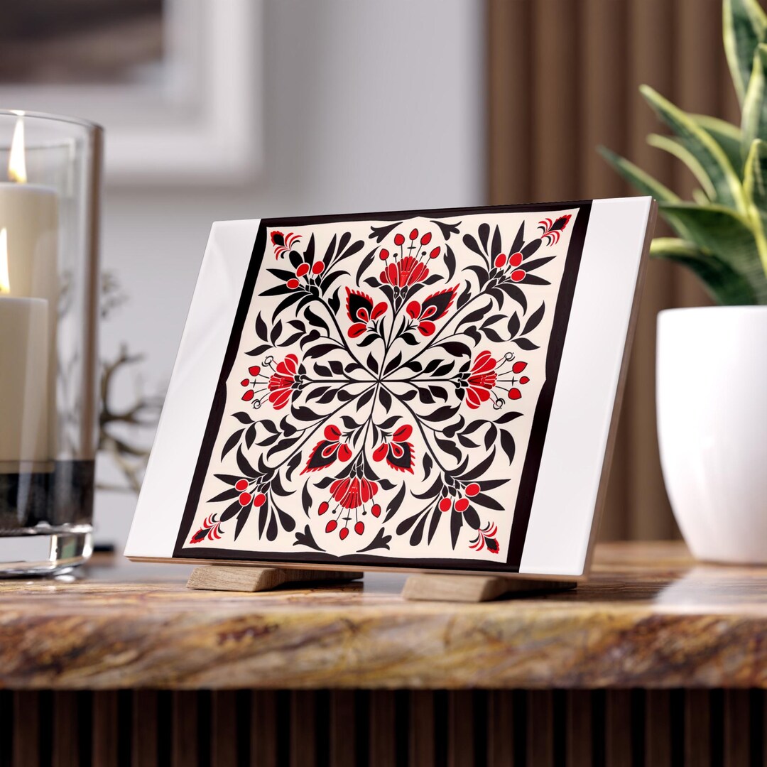 Hungarian Folk Art Tile,ceramic Tile,hungarian Motif,ceramic Coaster ...