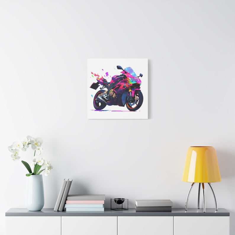 Colorful Motorcycle Animation Anime Canvas Wall Hanging / Matte Canvas ...