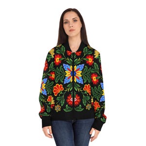 Unique Women's Bomber Jacket With Hungarian Folk Motif Decoration ...