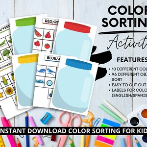 Color Sorting Activity, Color Matching, Learning Colors, Toddler Busy ...