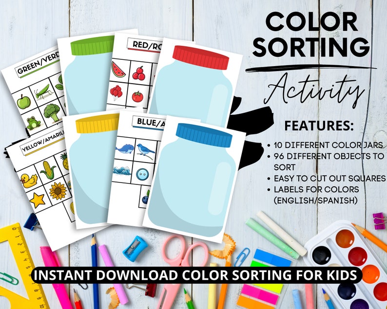 Color Sorting Activity, Color Matching, Learning Colors, Toddler Busy ...