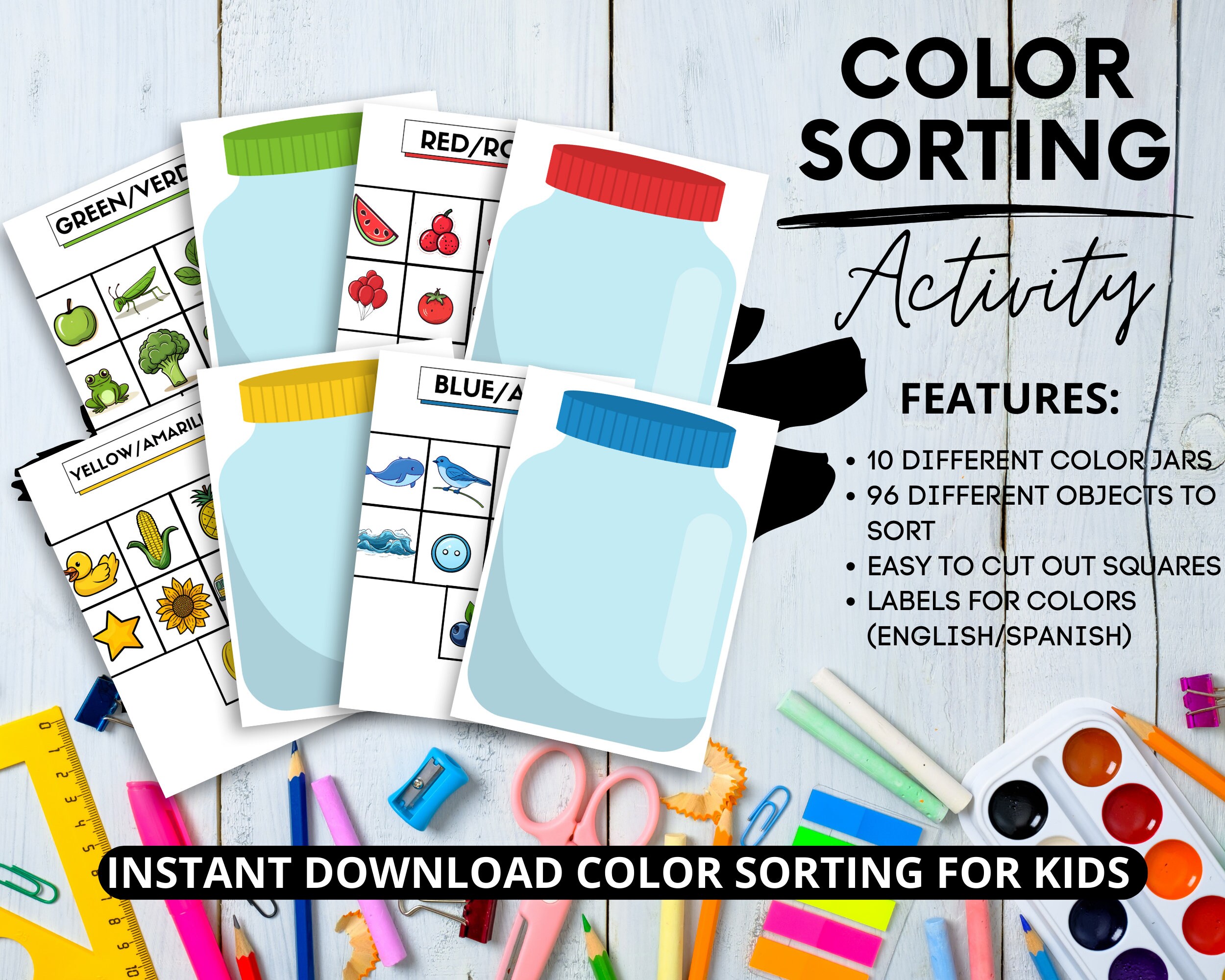 Color Sorting Activity, Color Matching, Learning Colors, Toddler Busy ...
